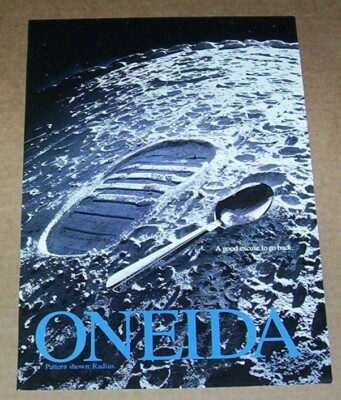 1995 print ad page - Oneida Radius silverware -moon outer space ...
