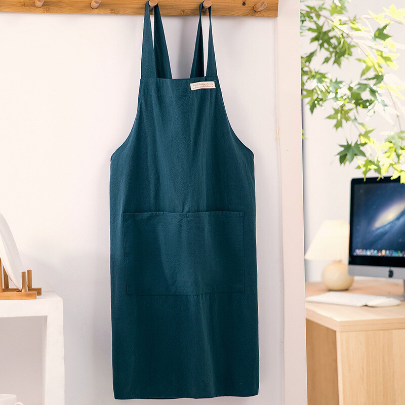 Cotton Cross Back Smock With Pocket Cross-shoulder Straps Kitchen Apron ...