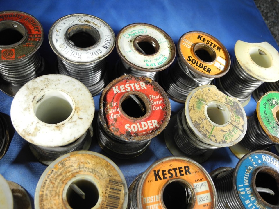 15 Lbs! BIG LOT SOLDER Kester, Oatly, Alpha metals, Weller, Rosin Core ...