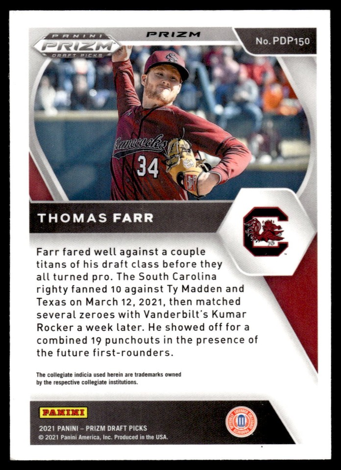 2021 Panini Prizm Draft Picks #PDP150 Thomas Farr Blue Velocity Prizm ...
