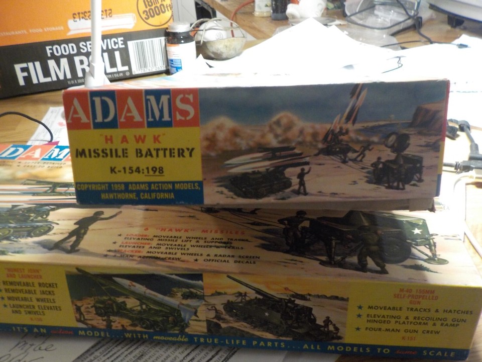 Vintage [1958] ADAMS HAWK MISSILE BATTERY 3 sld bags + REPRO DECALS ...