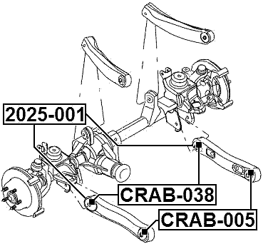 CRAB-038 Febest BUSHING, FRONT TRAILING ARM 52088217AD, 52088217AC ...