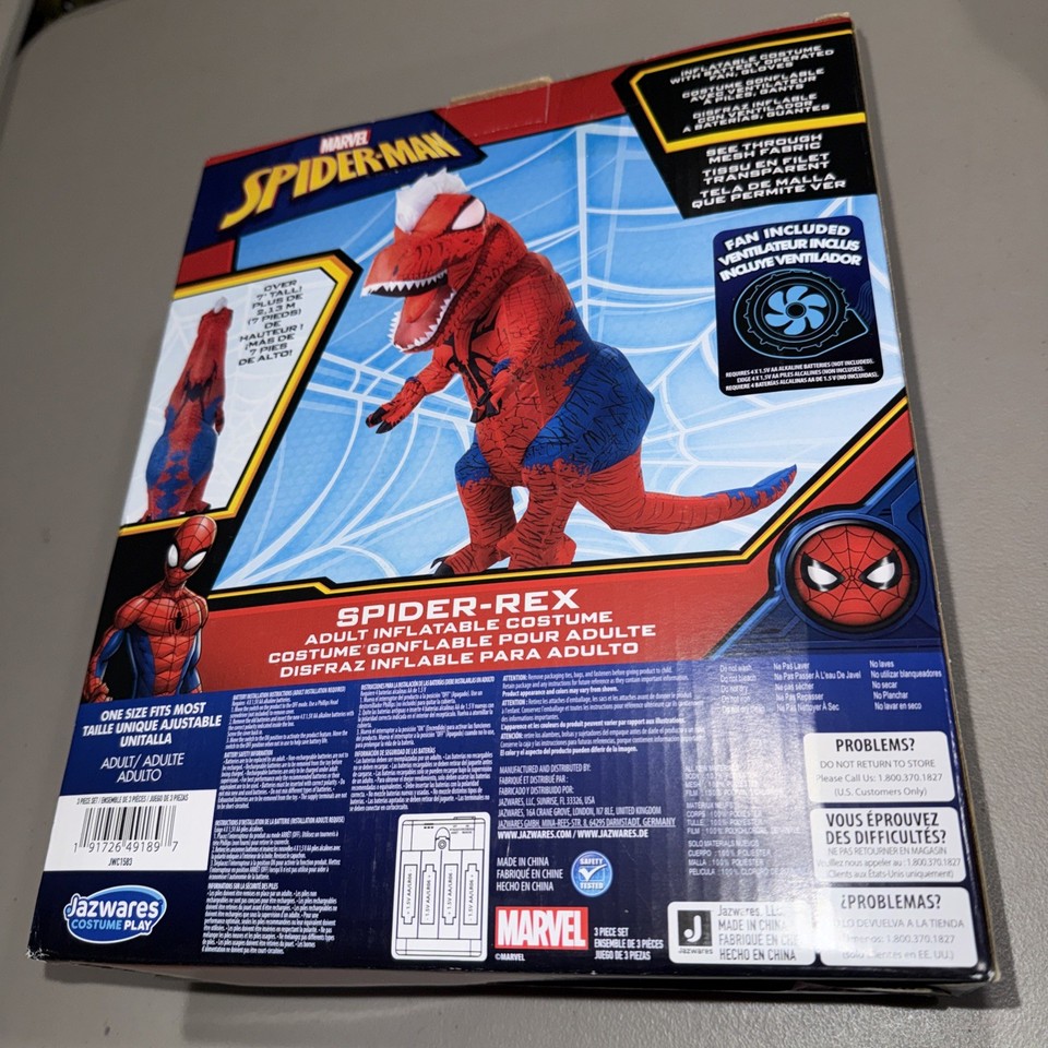 Spider-Rex Adult Inflatable Dinosaur Halloween Costume Marvel Spider ...