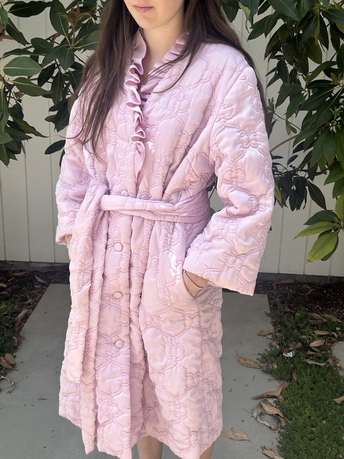Vintage Sears Best Home Wear Pink House Coat 60s Puff… - Gem