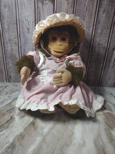 Hosung Monkey Hand Puppet Plush Baby Girl Chimpanzee Bonnet/bib 13 ...