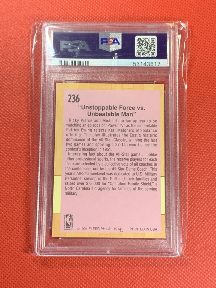 1991 Fleer Michael Jordan 236 PSA 9 Unstoppable Force/Unbeatable Man ...