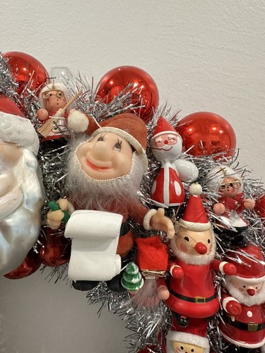 Handmade Christmas Ornament Wreath Vintage-Kitsch-Santa | eBay