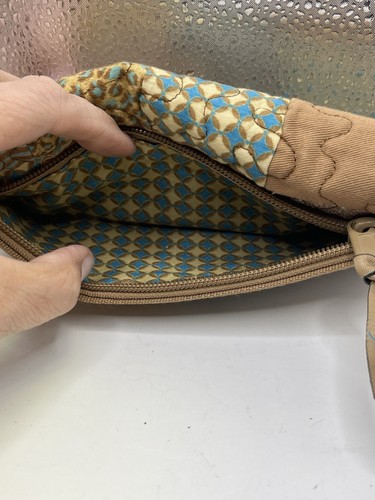 Donna Sharp Quilted Fabric Wallet Blue Yellow And Tan | eBay