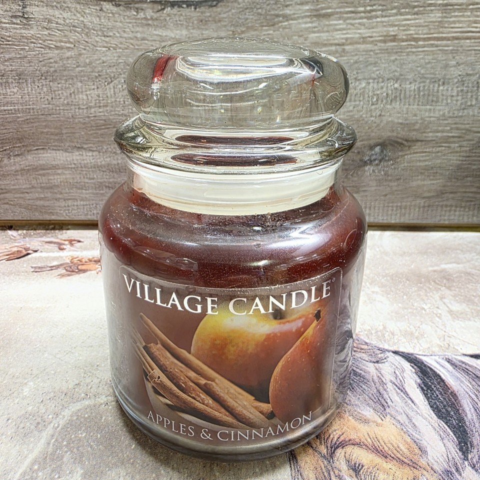 Village Candle Apples & Cinnamon Jar 16 Fl Oz Premium Twin Wick Made In ...