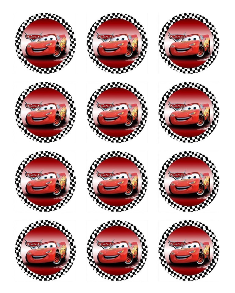 Lightning McQueen Edible Cake Topper Wafer Birthday Cake Decorations (3 ...