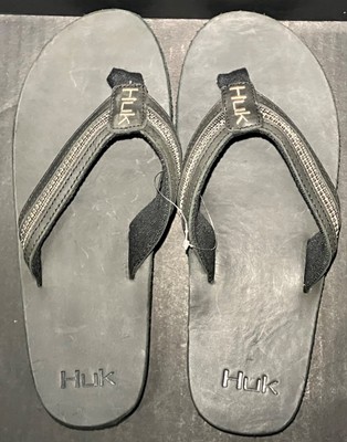 Huk Black Leather Caruso Flip Flop Sandals Men’s US 8/ Eur 41 *Great ...