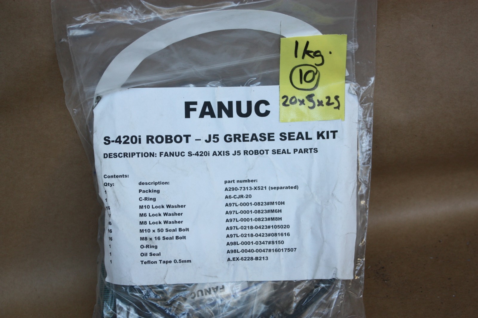 FANUC GREASE SEAL KIT S-420i-J5 S-420i AXIS J5 ROBOT SEAL PARTS ...