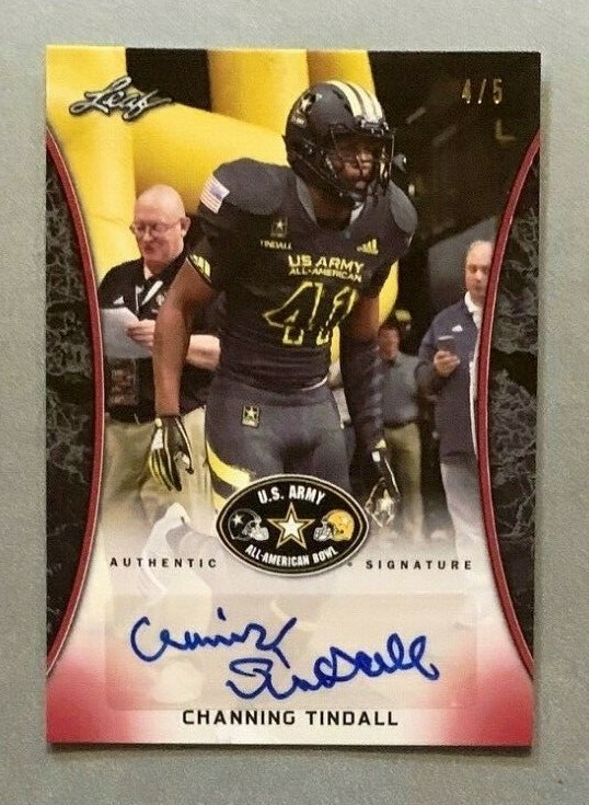 CHANNING TINDALL Georgia Bulldogs 2018 Leaf Army Football AUTOGRAPH RC ...
