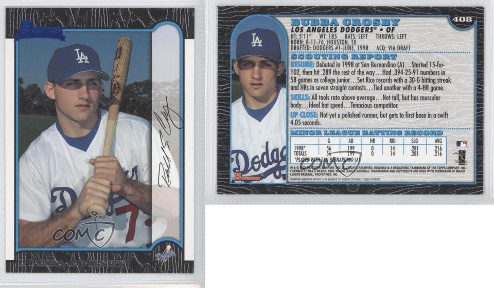 1999 Bowman Bubba Crosby #408 Rookie RC 0j0 | eBay