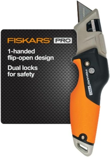 Fiskars Pro Retractable Folding Utility Knife, Box Cutter with Long ...
