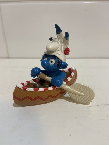 Smurfs Canoe Smurf Indian 2006 Figure PVC Boat Toy Figurine Peyo | eBay ...