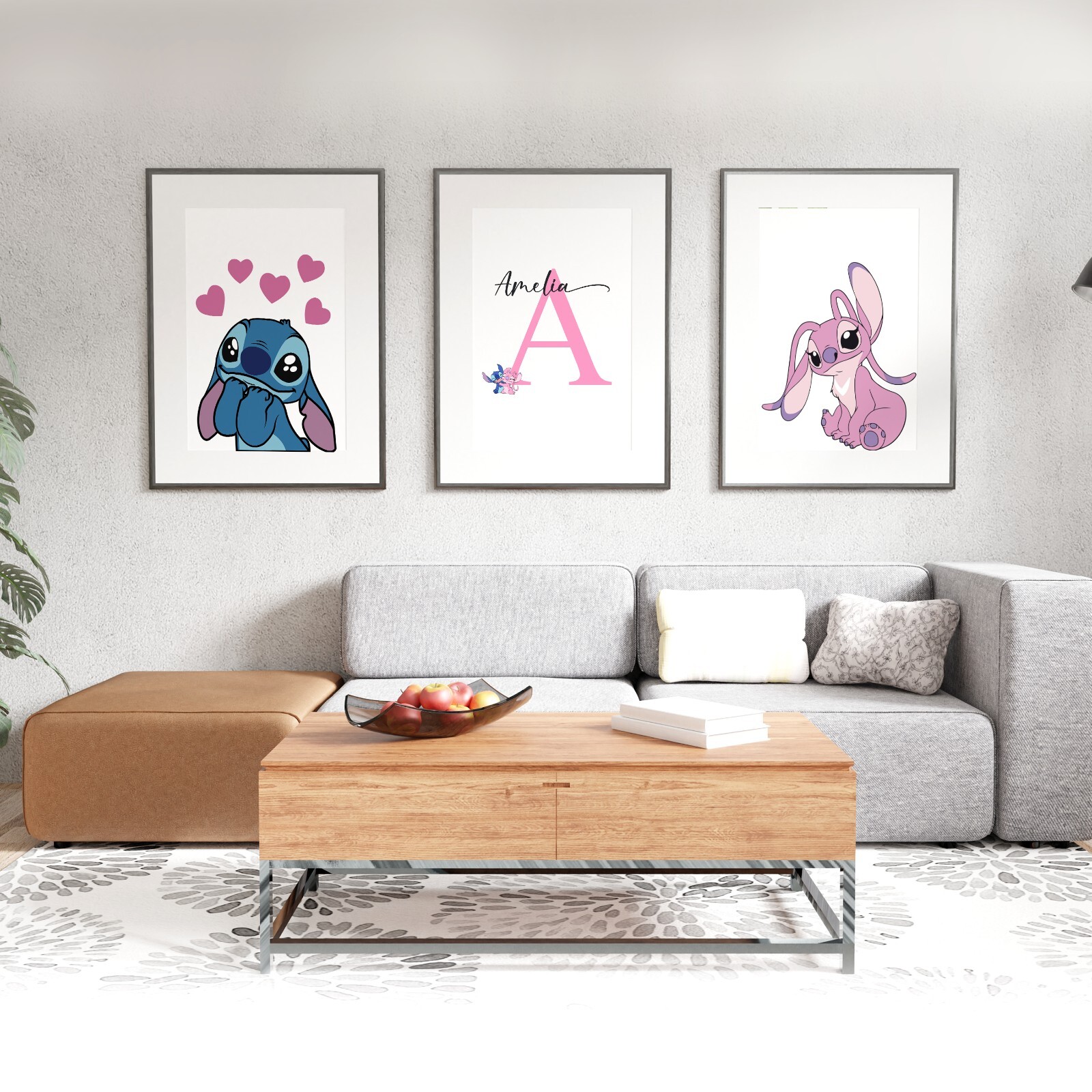 Set Of 3 Personalised Lilo And Stitch Wall Art Poster Print Disney Girl ...