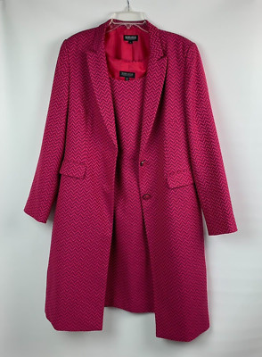 John Meyer Collection 2-Pc Coat/Dress Pink/Black Buttons Pockets Lined ...