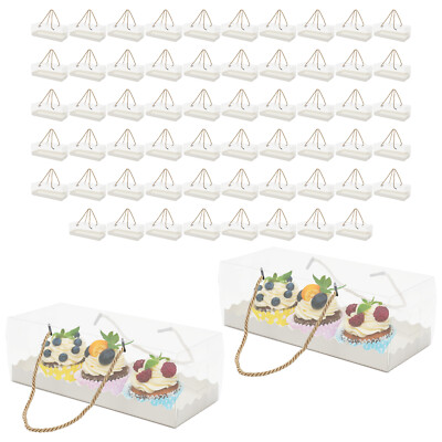 60pcs Clear Cake Boxes for Bakery Rectangular Cupcake Box Small ...
