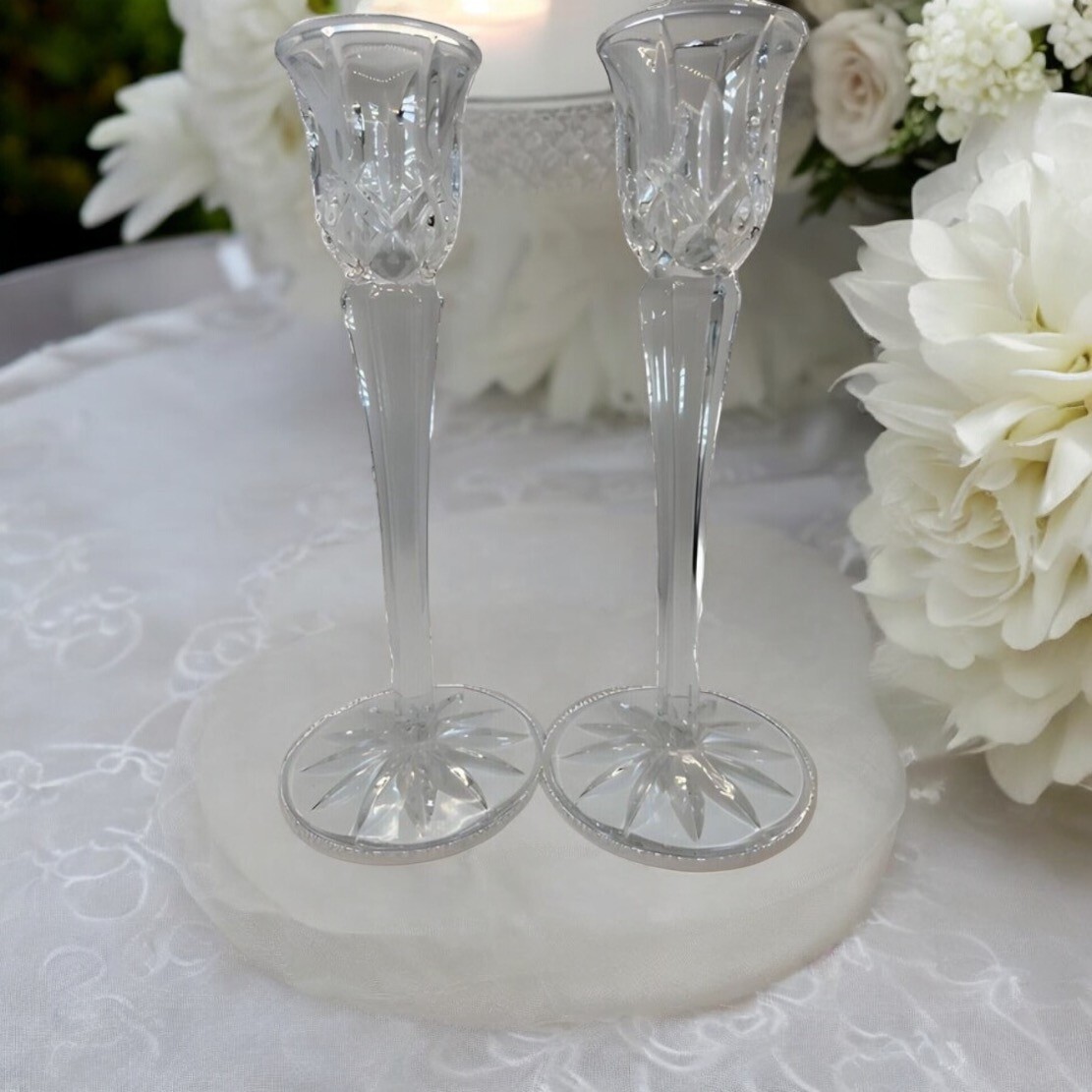 Gorham 1831 Lady Ann Lead Crystal Candlesticks Pair 8" Full Lead ...