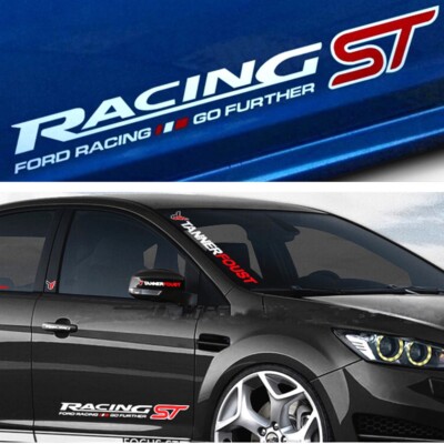 1Pair 70cm ST Racing Sticker Car Body Side Front Line White Decals For ...