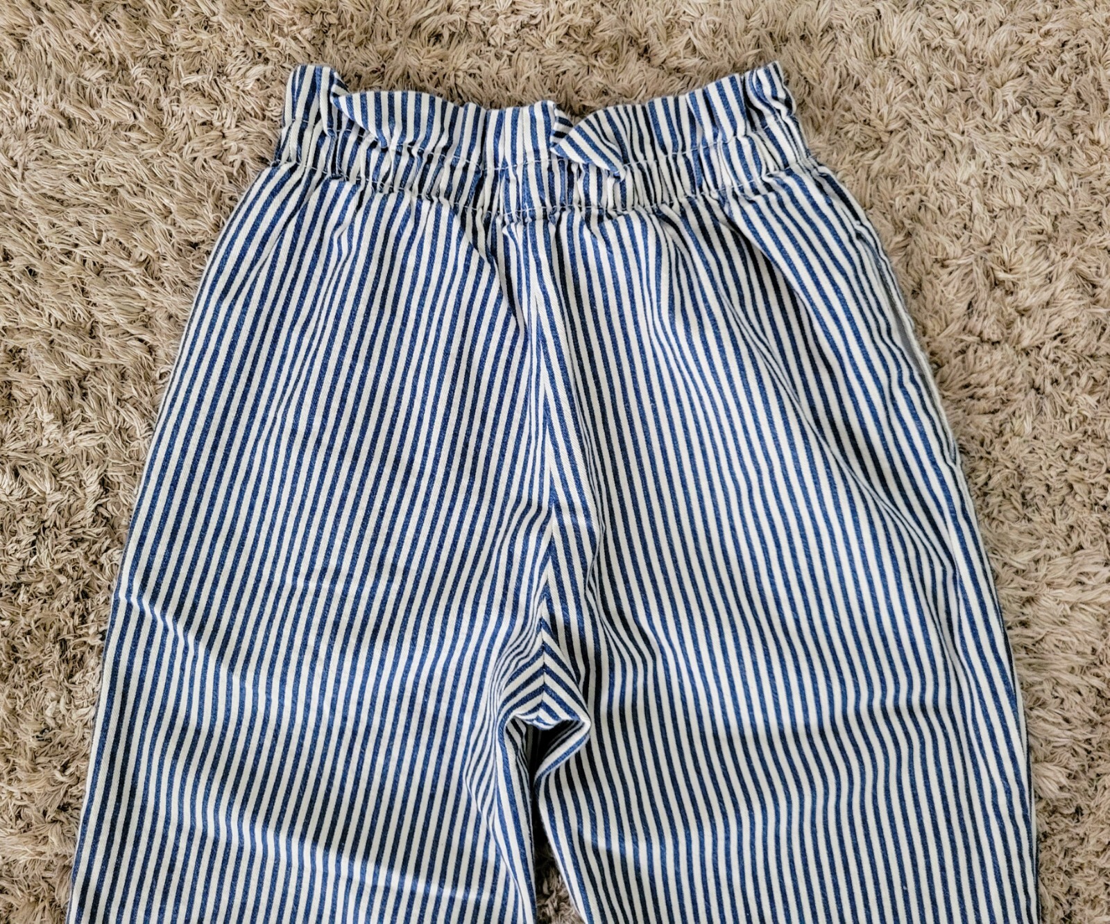 Vintage Fancy Props Blue & Cream Striped Paper Bag Waist Pants Size 6P ...