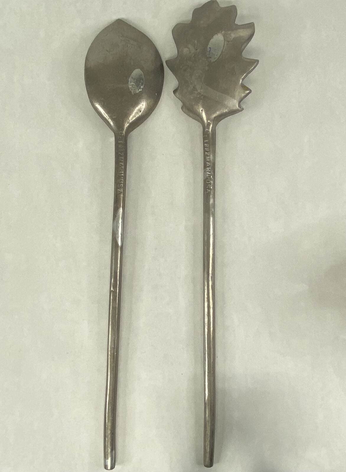 Mariposa Vintage Pair of Oak Leaf-Shaped Salad Serving Spoons - Aluminum, 1992 | eBay