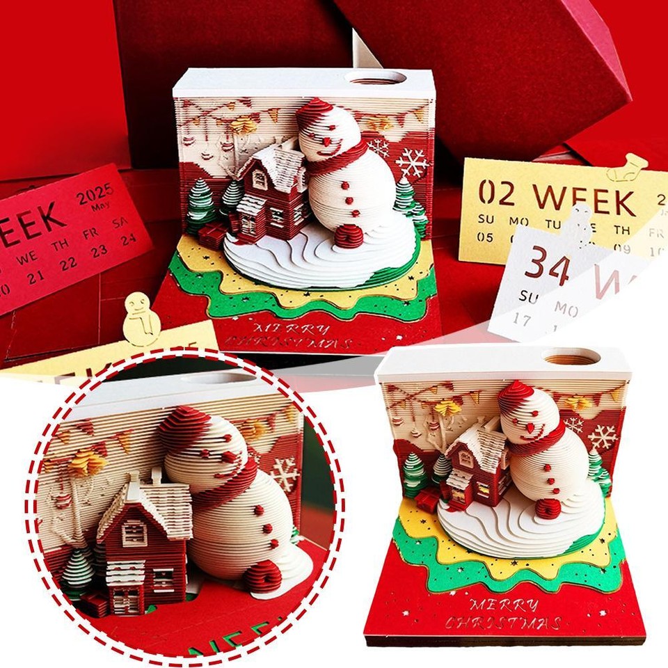 3D Notepad With Week Calendar 2025 Christmas Snowman Memo Pad Sticky ...