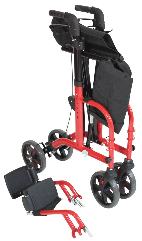 Aidapt Hybrid Duo 2-in-1 Lightweight Folding Rollator Walker Transit ...