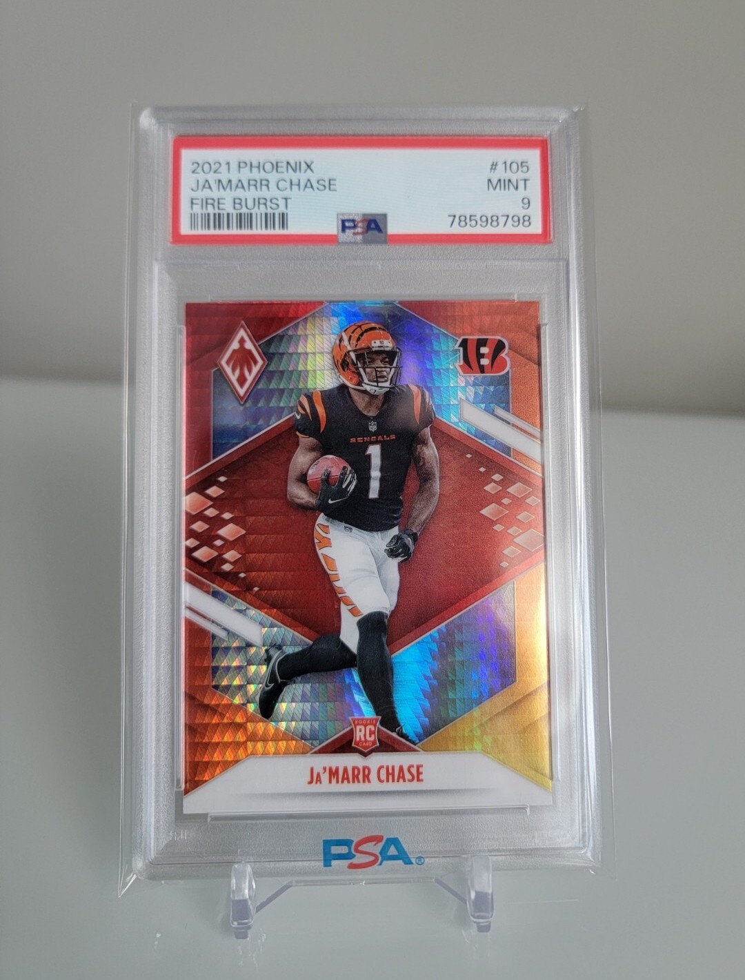 2021 PHOENIX JA'MARR CHASE ROOKIE CARD FIRE BURST BENGALS #105 RC - PSA ...