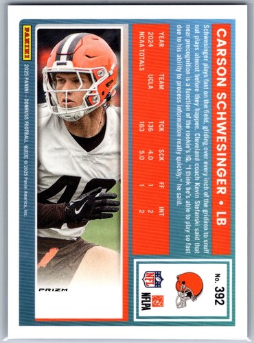 2025 Panini Donruss - Rated Rookie Carson Schwesinger #392 Optic ...