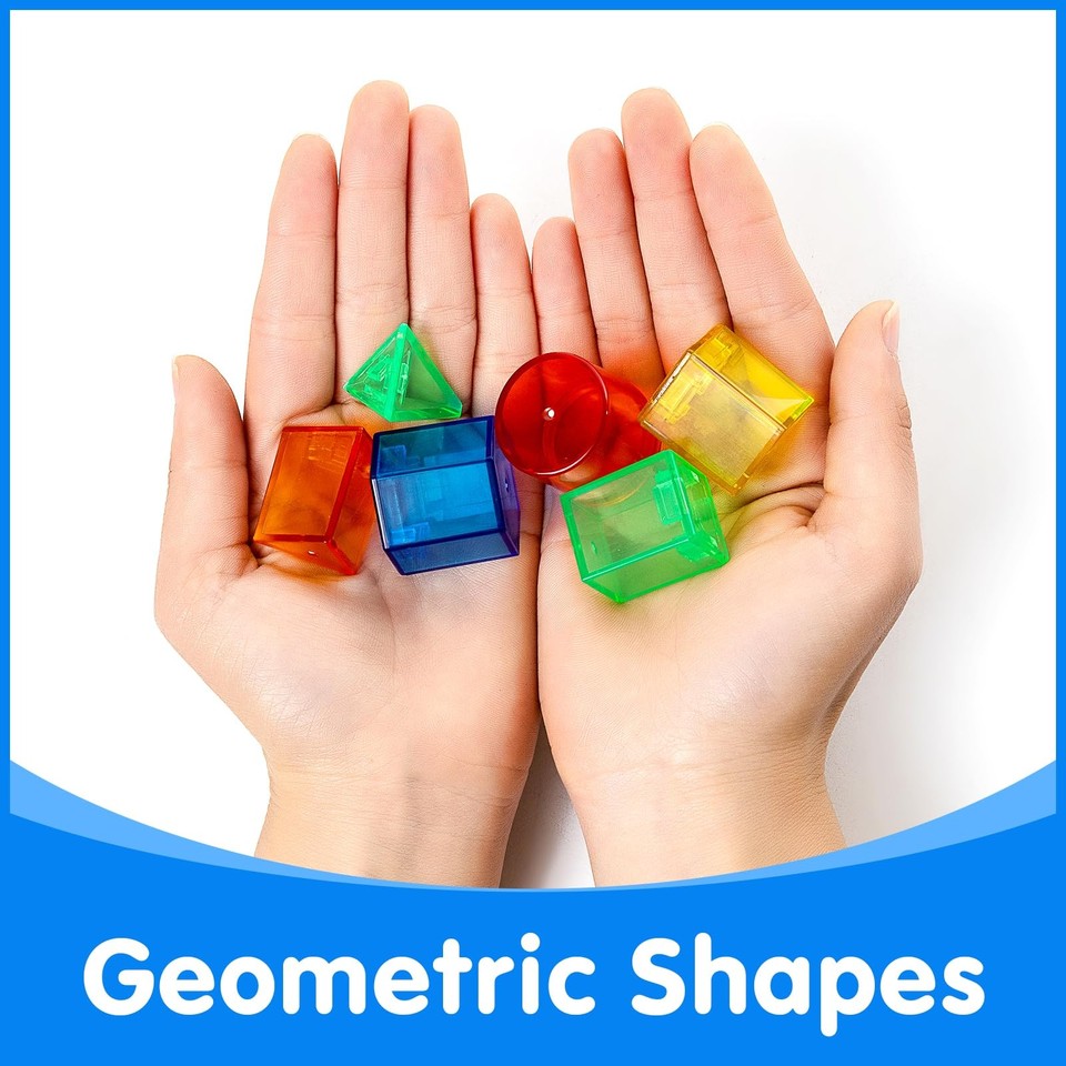 60 Pieces 3D Shapes for Teaching - Geometric Solids for Kids,Light ...