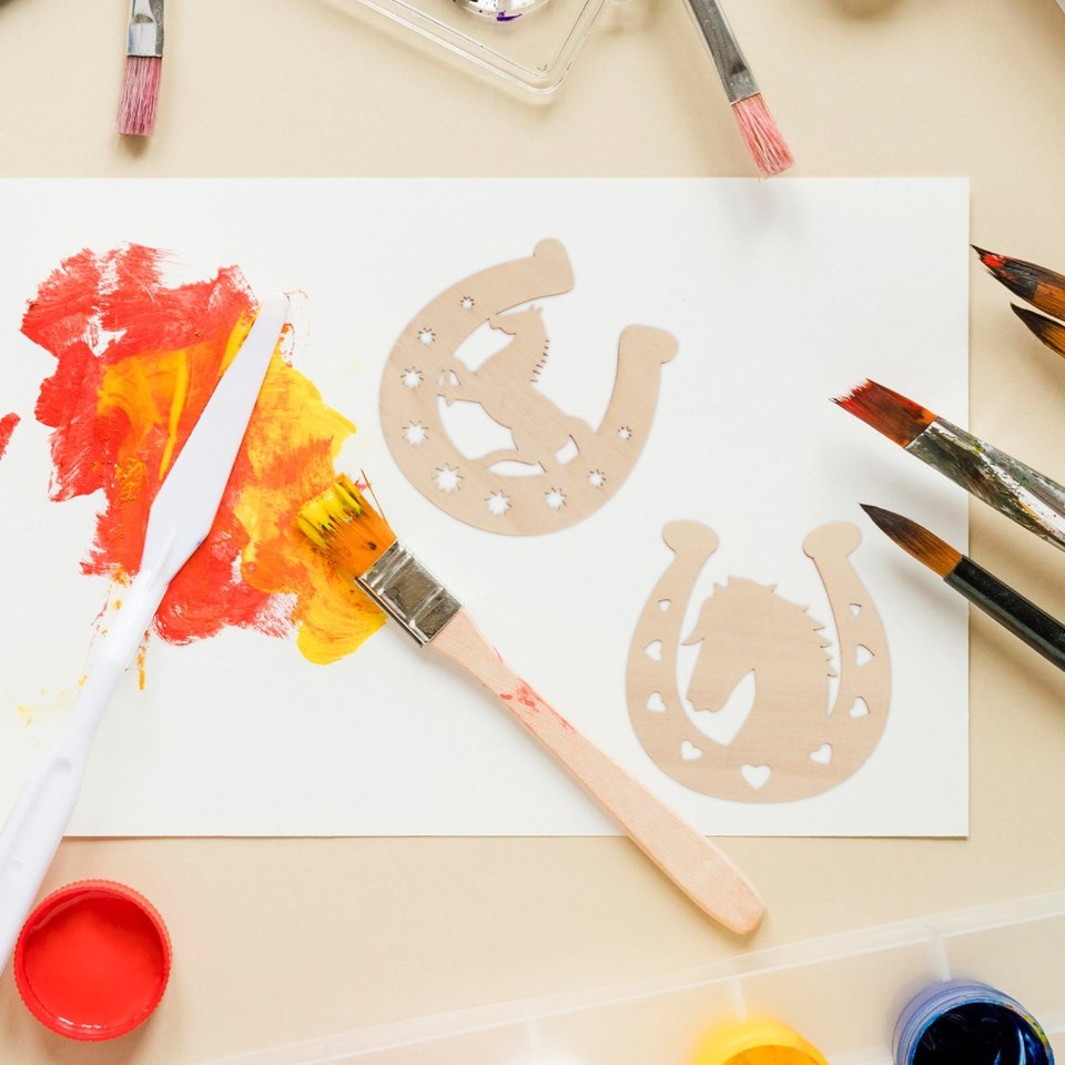 24 Pcs Horseshoe Wood Chip Pendant Blank Slices Cutouts for Party | eBay