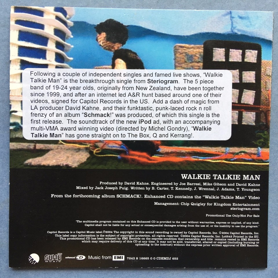 Steriogram - Walkie Talkie Man - Card Sleeve - Promo CD (ENA286) | eBay
