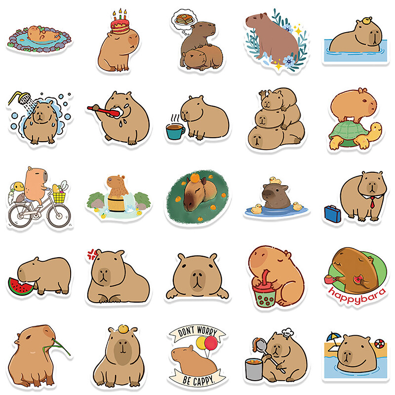 50Pcs Animals Capybara Stickers Kids Gift For Laptop Luggage Phone ...