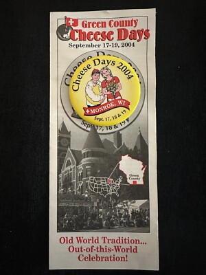 Vintage 2004 Monroe Wisconsin Cheese Days Pinback Button w Pamphlet ...