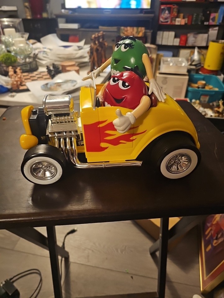 M&M’s Collectible Candy Dispenser Yellow Hot Rod Car Green & Red M&M ...