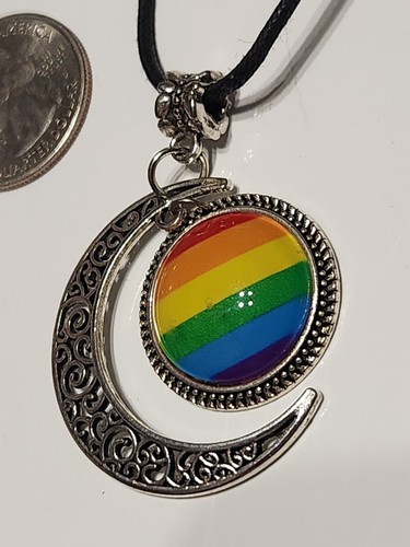 Gay Lesbian Pride LGBT Crescent Moon Charm Pendant Necklace Jewelry ...