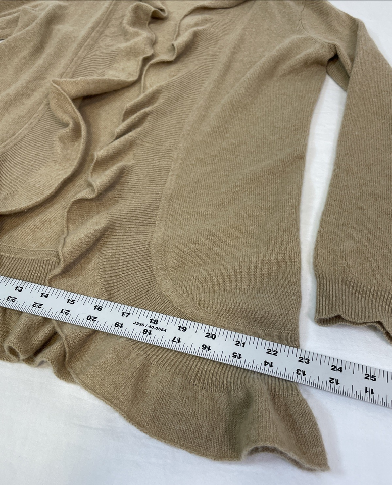 Cashmere by Charter Club 2 Ply Beige Cardigan Opn Front Ruffle Sweater ...