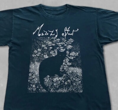 Reprint 1990 Early Mazzy Star Cat T-shirt Basic Black Men Women S-5XL ...