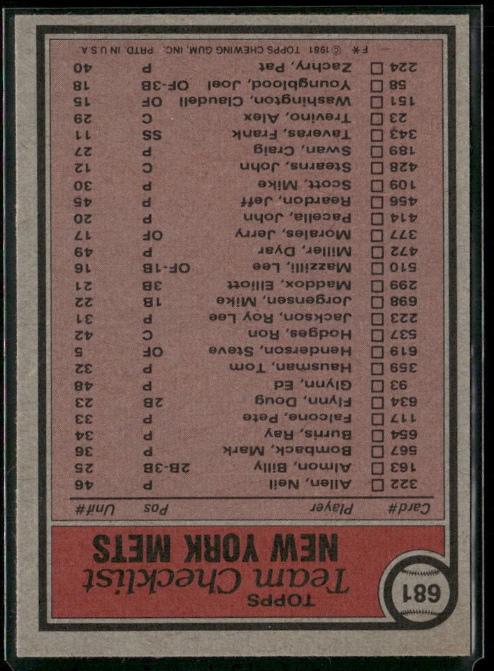 1981 Topps #681 New York Mets / Joe Torre TC, MGR, CL EX/EX-MT | eBay