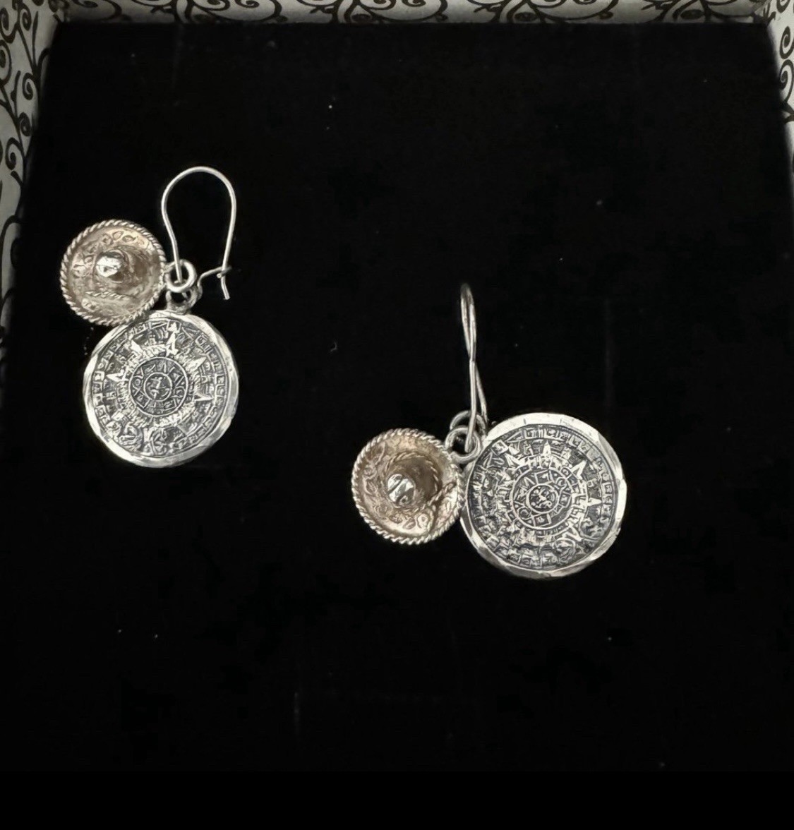 Vintage hecho en mexico 925 pnm calendar earrings 925… - Gem