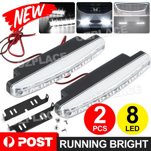 2X 8 LED Car Daylight Driving Light DRL Daytime Running Bright Head ...
