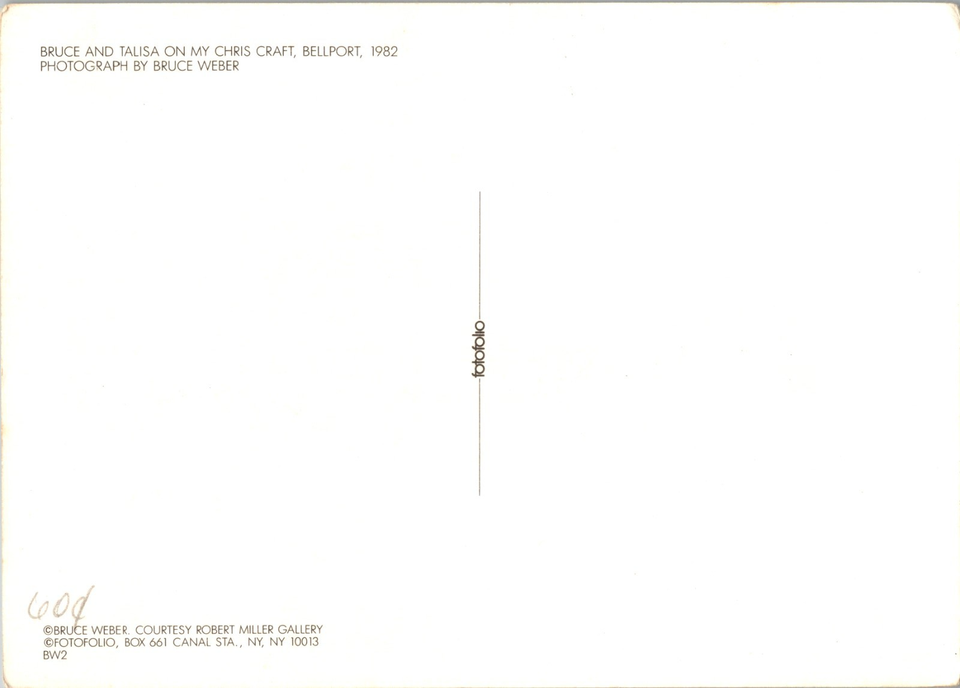 Bruce Weber Postcard: “Bruce and Talisa on My Chris Craft” (1982 ...