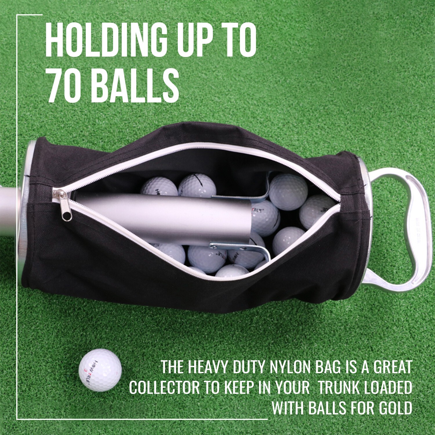 Golf Ball Collector Portable Golf Shag Bag with Detachable Aluminum ...