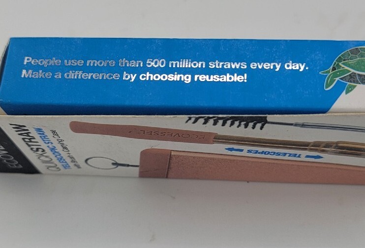 Eco Vessel Telescopic Quick Straw w Case and Cleaning Brush Rose Gold ...