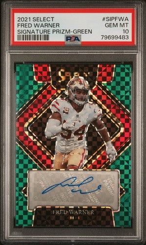 2021 Select Fred Warner Signature Prizm Green Auto /5 PSA GEM MT 10 ...