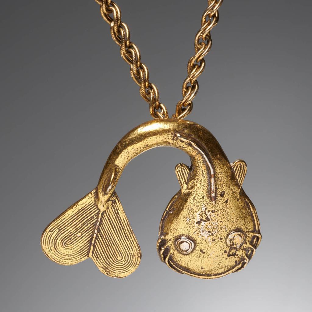 Alva Museum Replicas Vtg Pendant Gold Tone Ashanti Catfish Heart ...