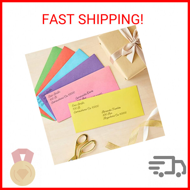 120-Pack #10 Business Mailing Colorful Envelopes in 6 Assorted Colors ...