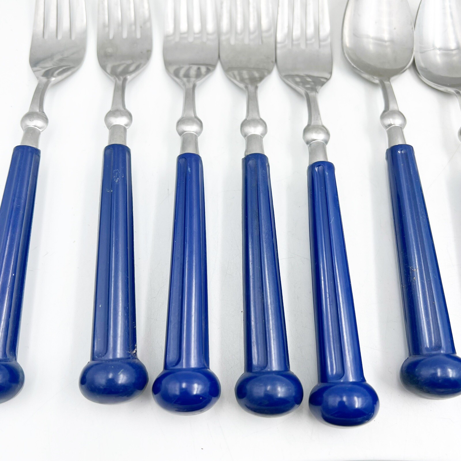 Vintage Oxford Hall Stainless Steel Blue Handle Flatware 20 Total ...